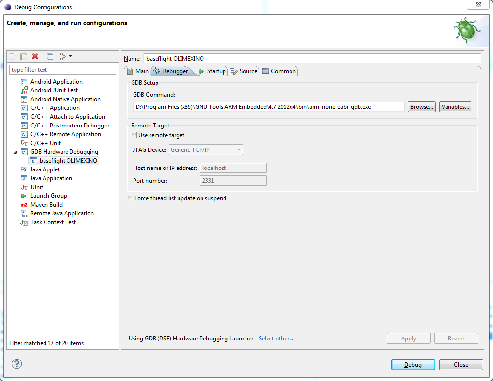 Hardware Debugging In Eclipse · Cleanflight